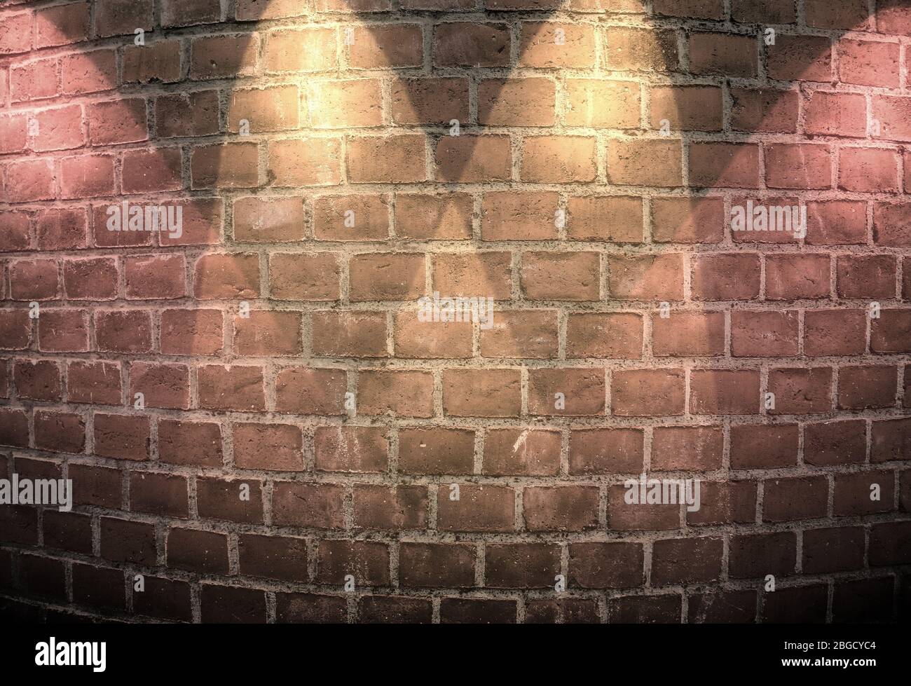 Close up view at an aged brick wall with some bright colored spot ...