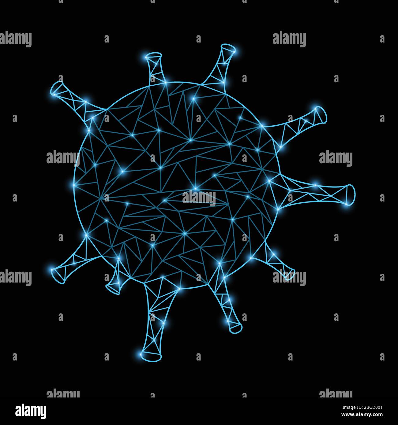 Virus molecule from polygon mesh, with light dots Stock Vector Image ...