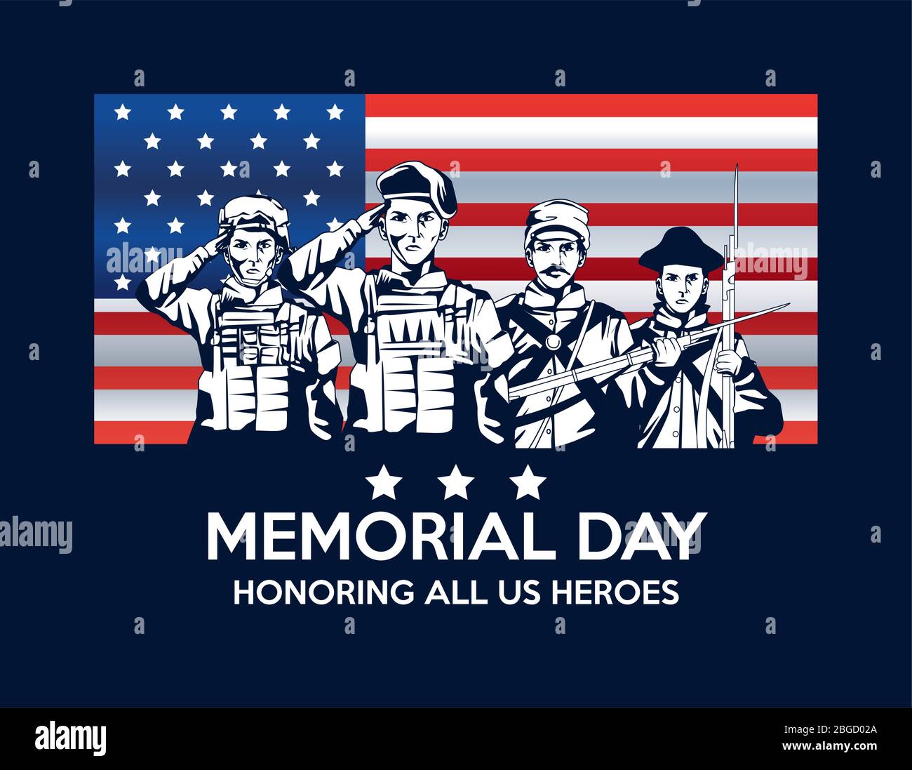 memorial day celebration poster with troop of heroes Stock Vector Image ...