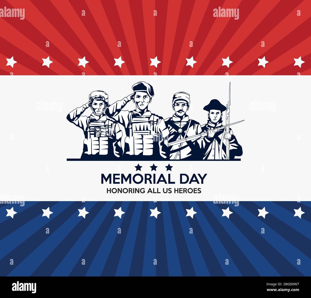 memorial day celebration poster with troop of heroes Stock Vector Image ...