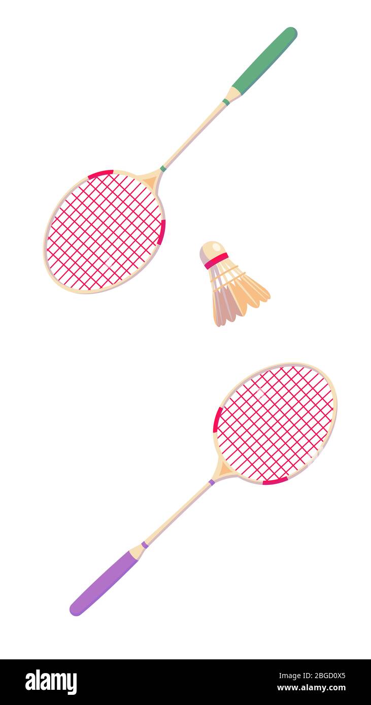 Badminton shuttlecock and rackets for vertical banner. Tennis ...