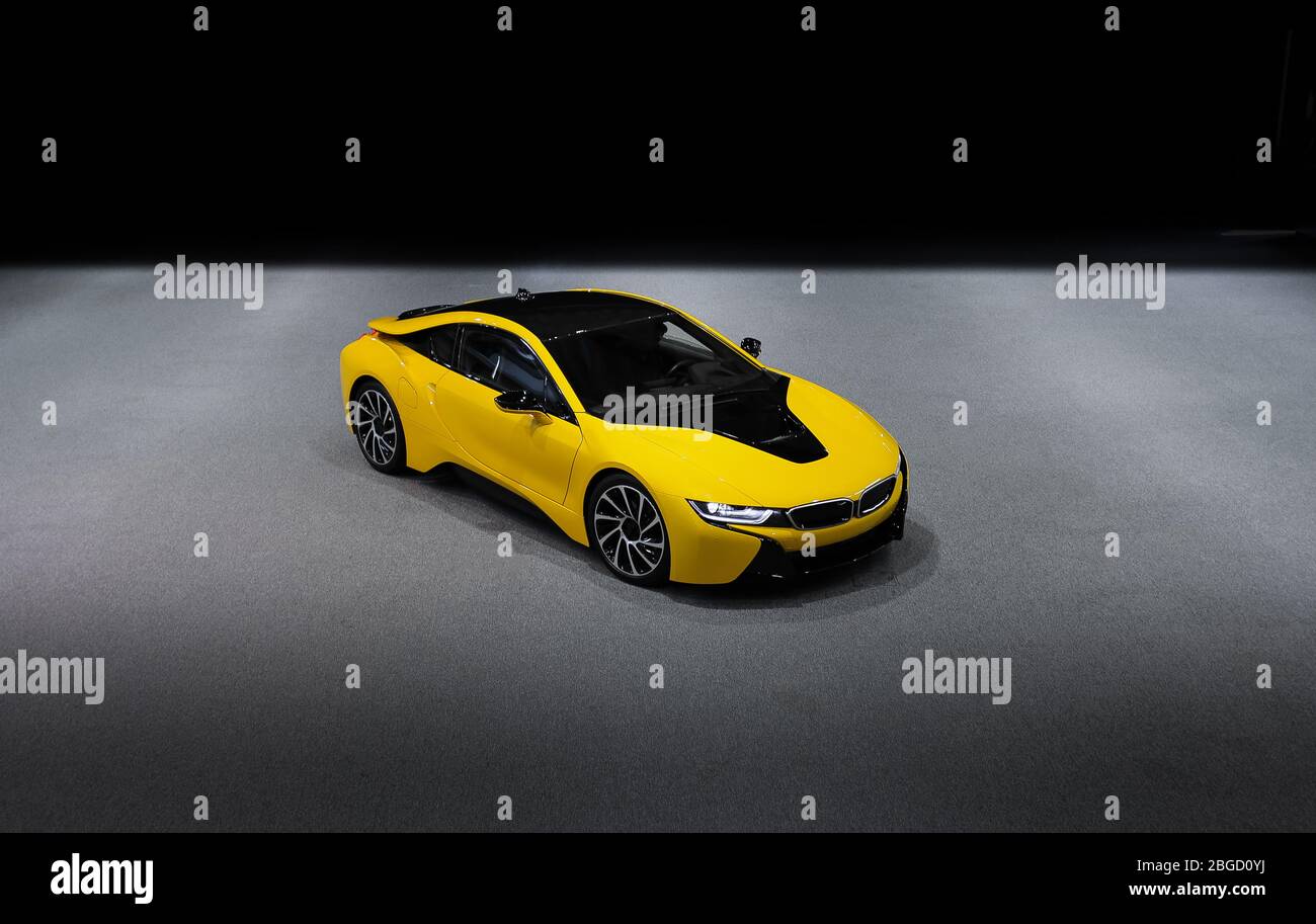 Prototypes of yellow sport racing car Stock Photo - Alamy