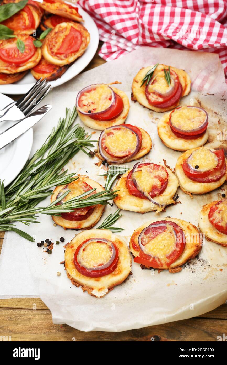 Mini pizzas with herbs hi-res stock photography and images - Alamy