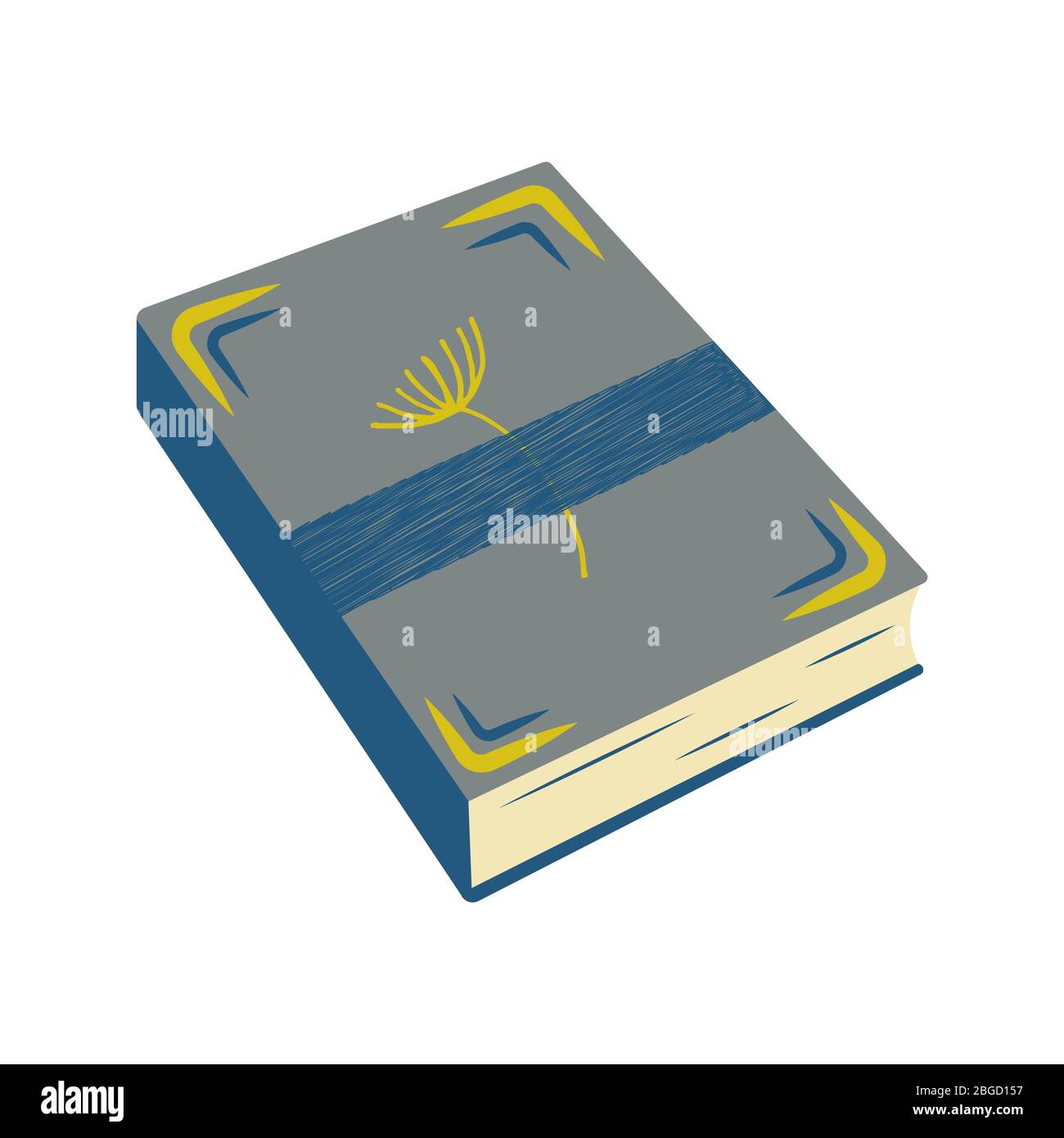 Blue book with dandelion flower on the cover. World Book Day. Bright ...