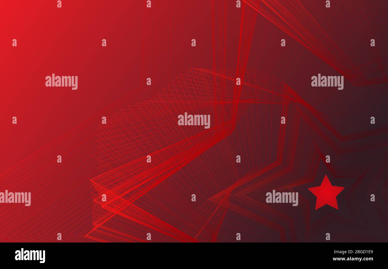 Abstract background from lines, red star on the gradient background ...