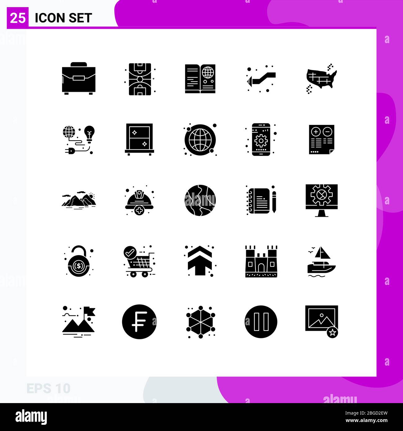 Set of 25 Modern UI Icons Symbols Signs for map, left, id, intersection ...
