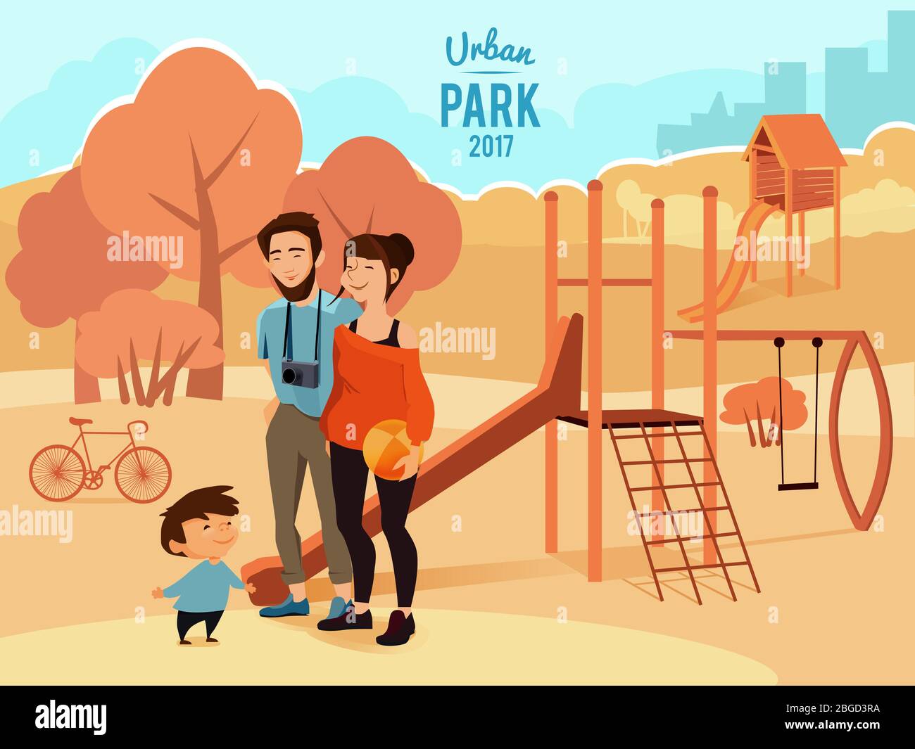 Cartoon city park with people hi-res stock photography and images - Alamy