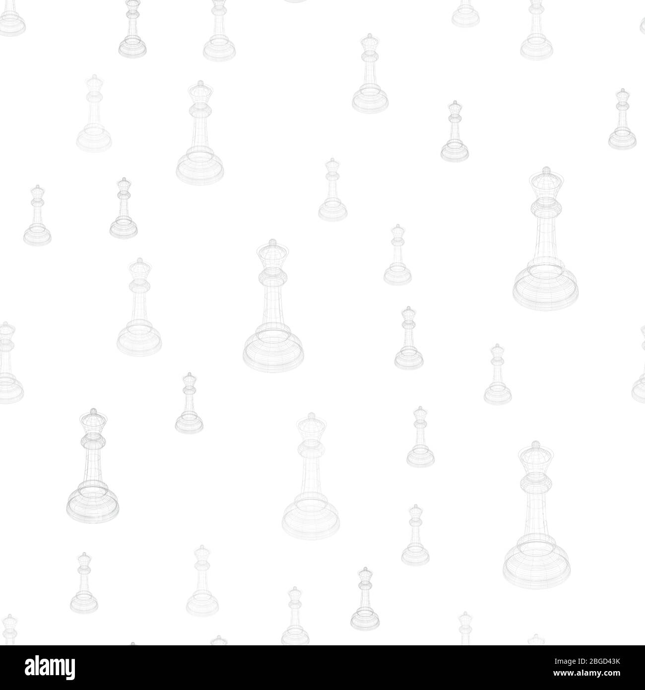 Queen chess piece 3d grid seamless pattern 3d frame illustration. Chess ...