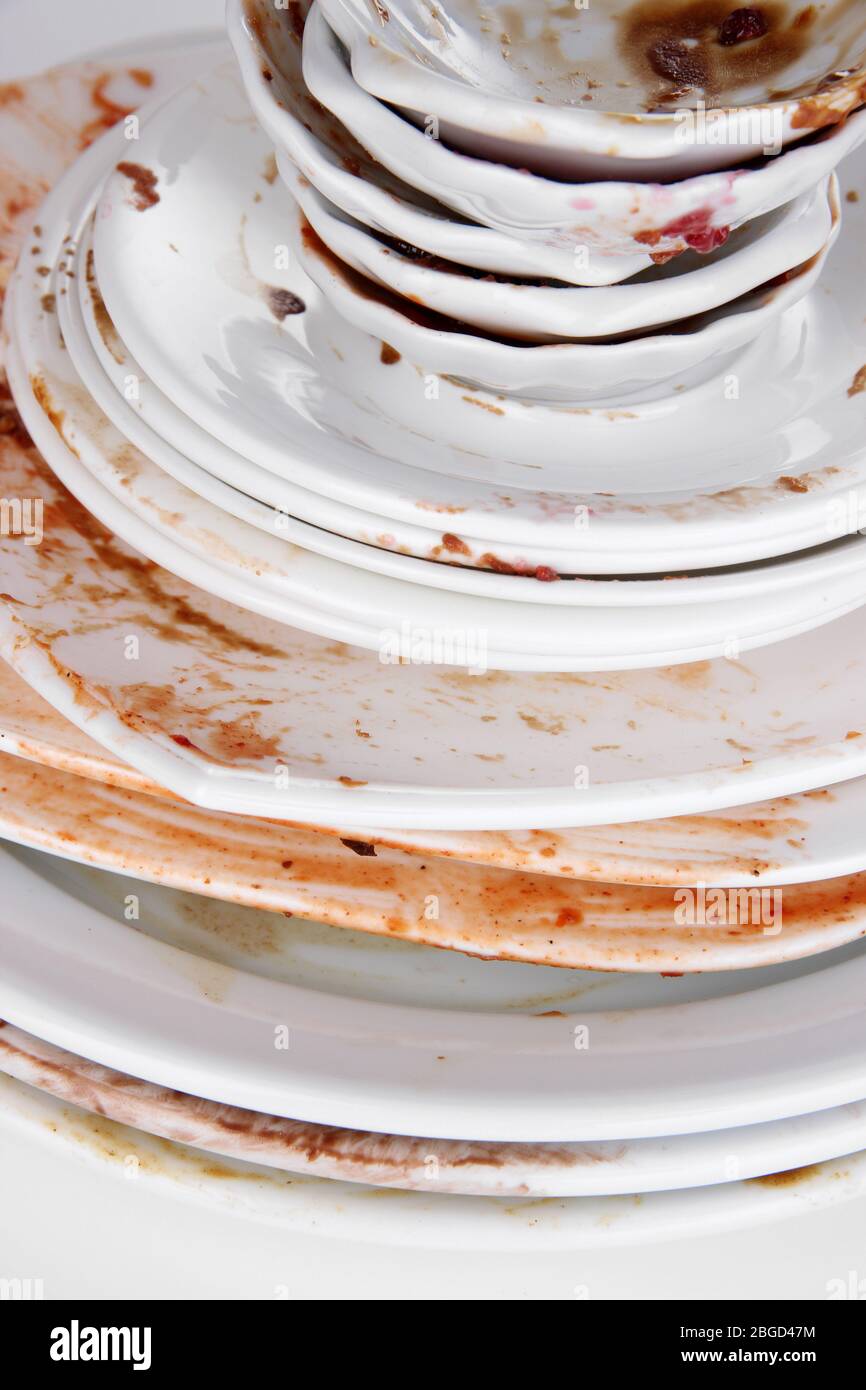 Stack of dirty dishes hi-res stock photography and images - Alamy