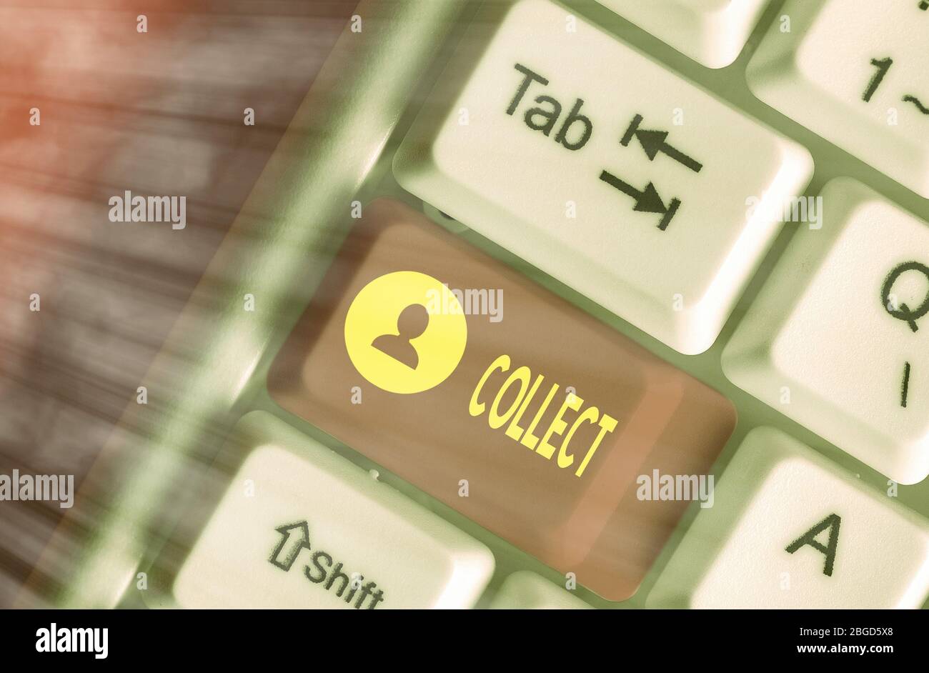 Text sign showing Collect. Business photo showcasing gathering or ...