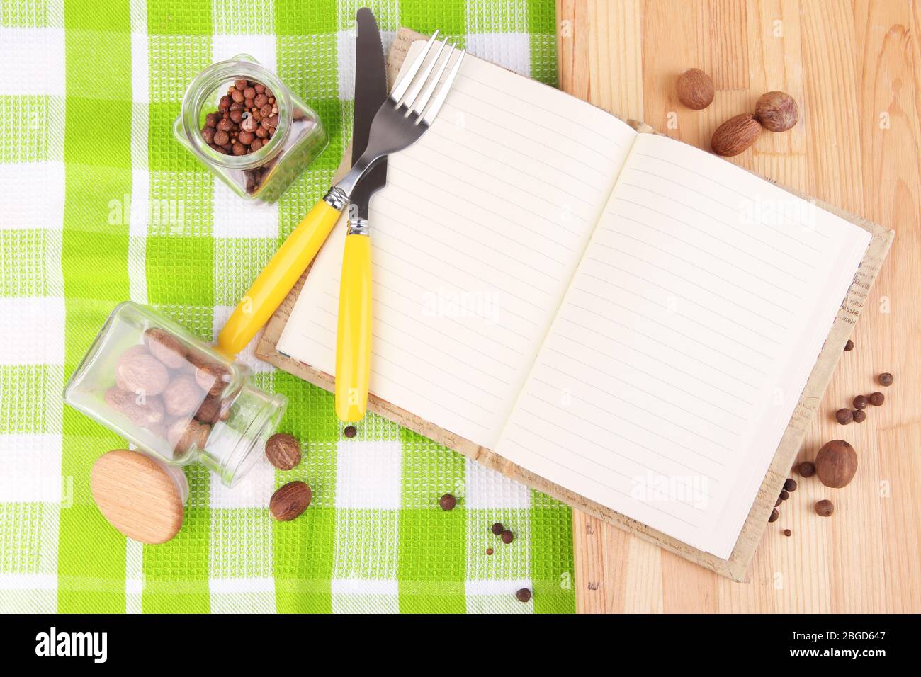 Blank recipe book on bright background Stock Photo - Alamy