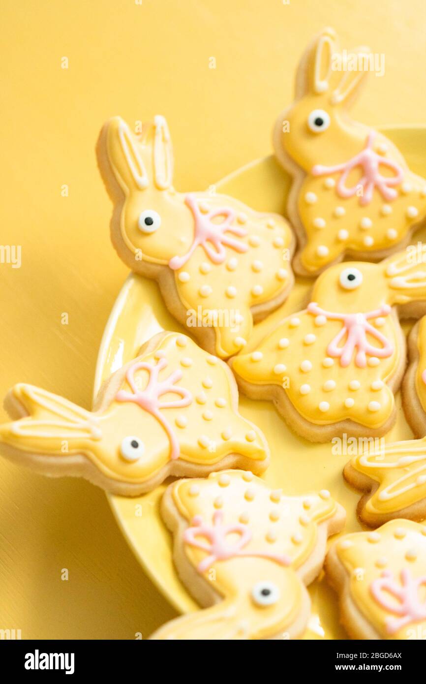 Easter sugar cookies decorated with royal icing of different colors ...