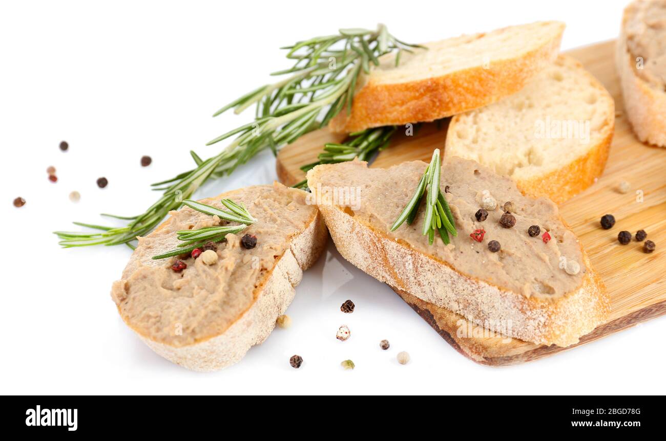 Fresh pate with bread isolated on white Stock Photo - Alamy