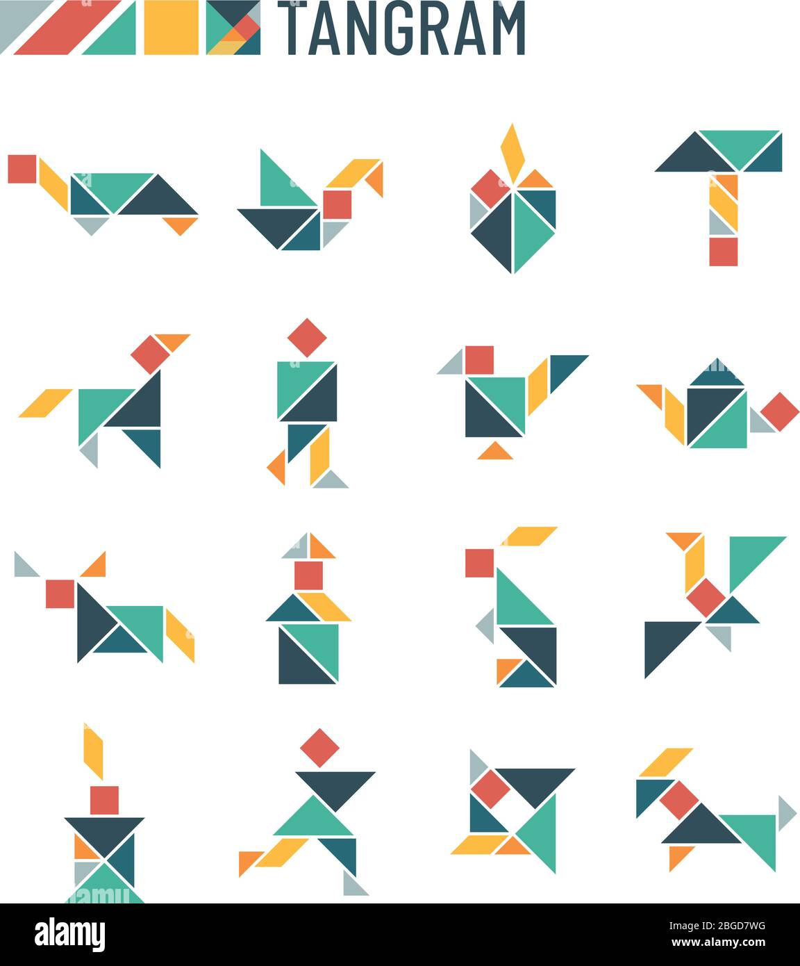 Chinese puzzle shapes cutting intellectual kids game - tangram origami ...