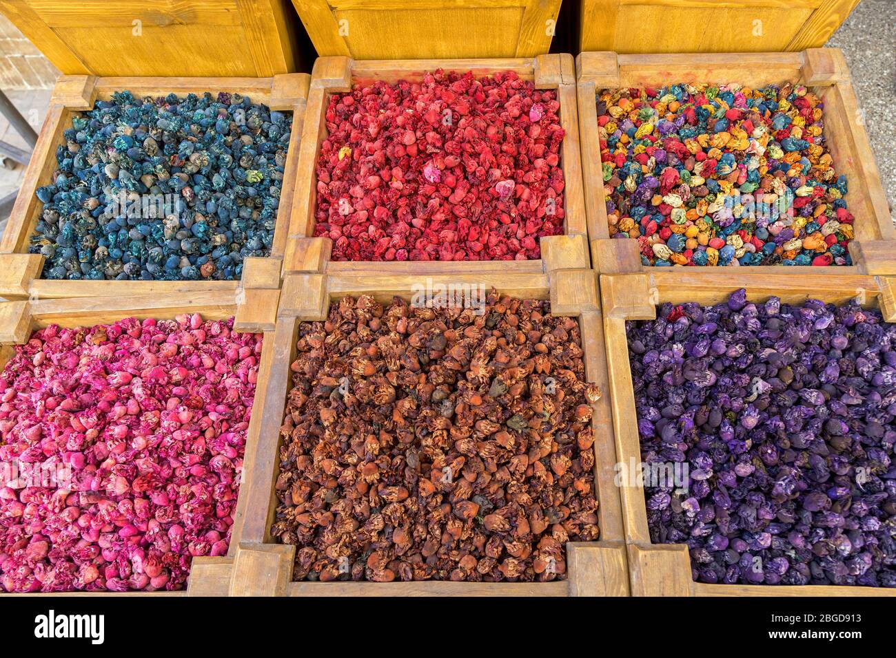Colorful dried flowers buds for tea, medicine, pot-pourri. Marrakesh ...