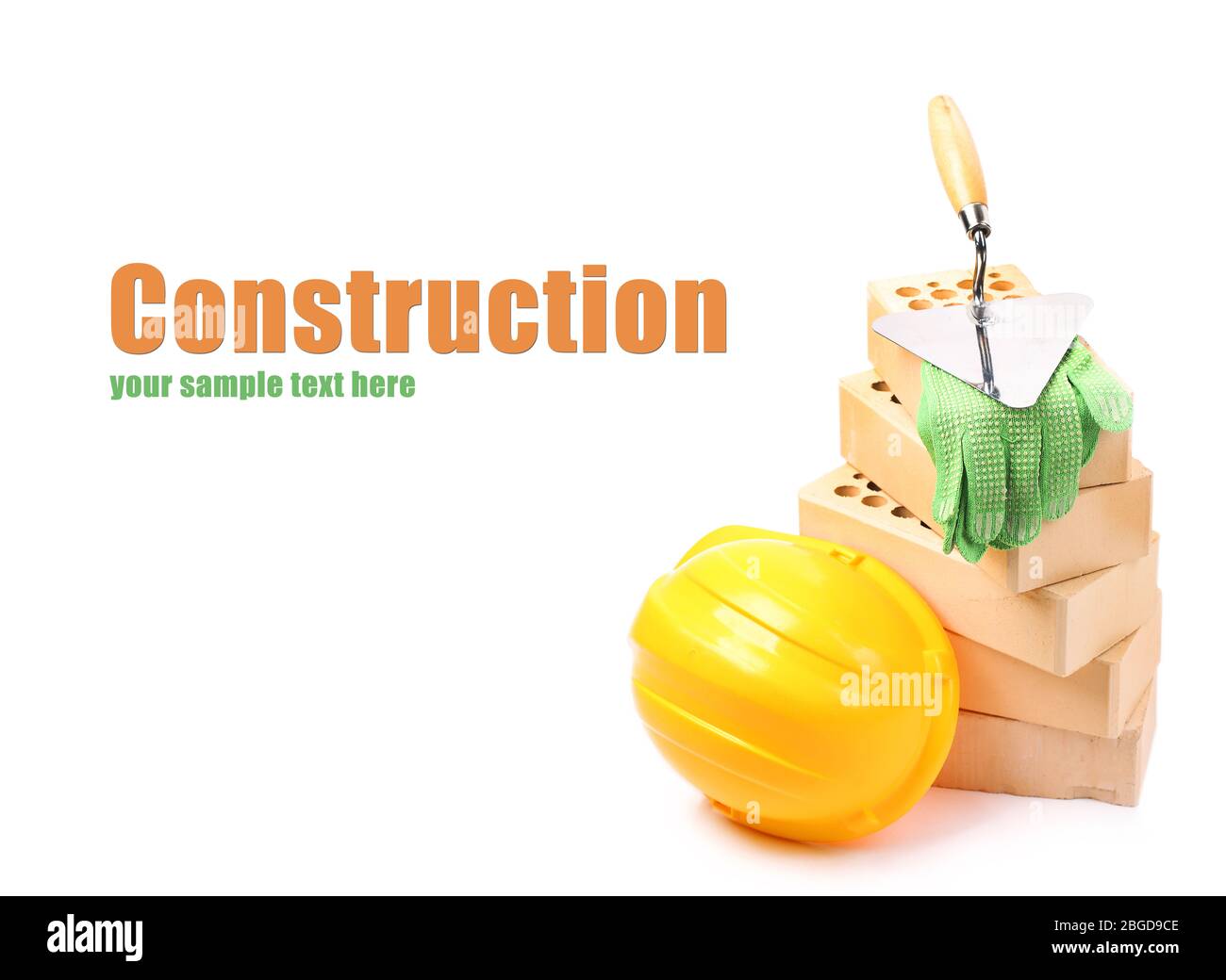 New bricks and building tools, isolated on white Stock Photo - Alamy