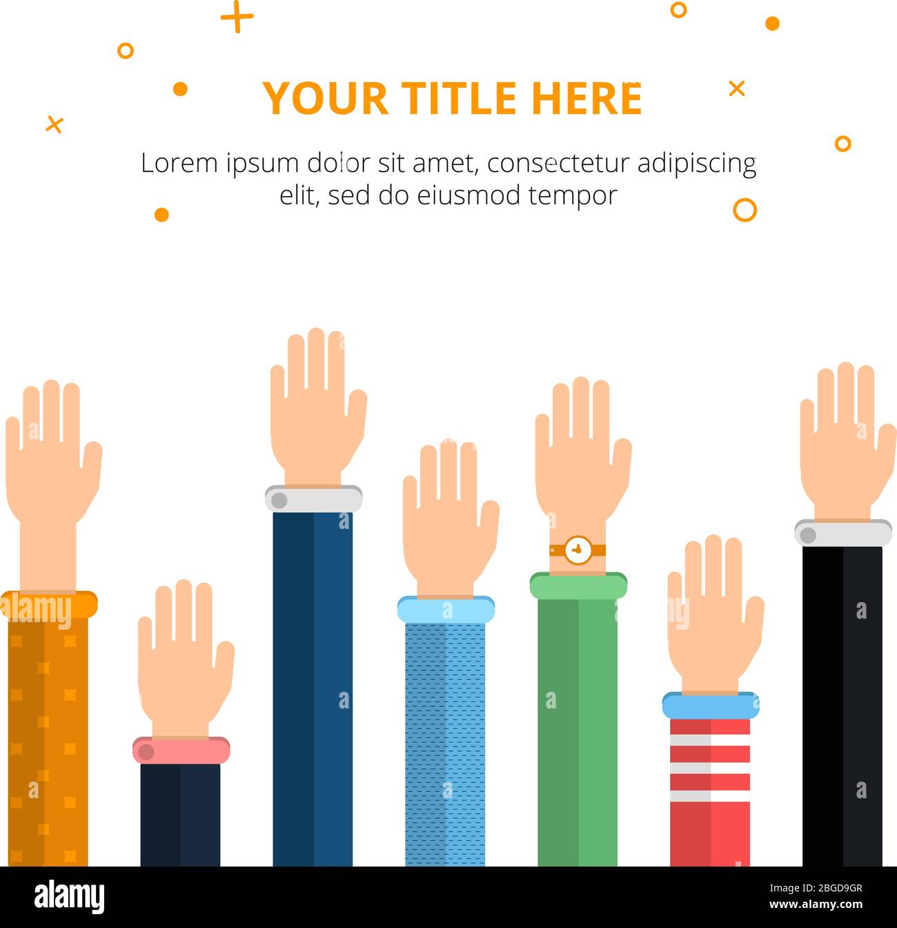 Conceptual poster with different hands in action poses. Vector ...