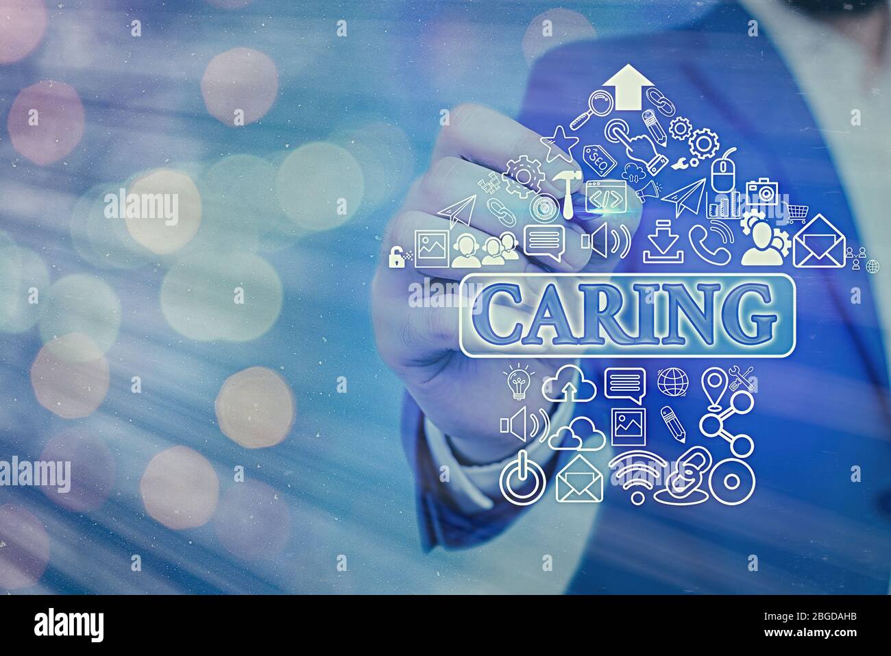 Handwriting text writing Caring. Conceptual photo practice of looking ...