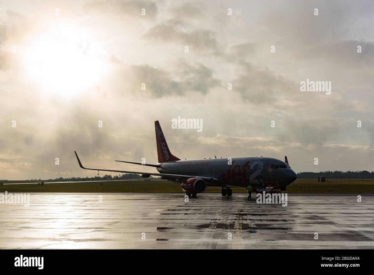 Jet2.com's Boeing 737-86N aircraft (G-GDFS) during a pushbback, getting ...