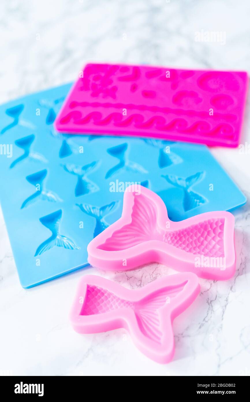 Mermaid theme silicone molds with sea stars and memaid tails Stock ...