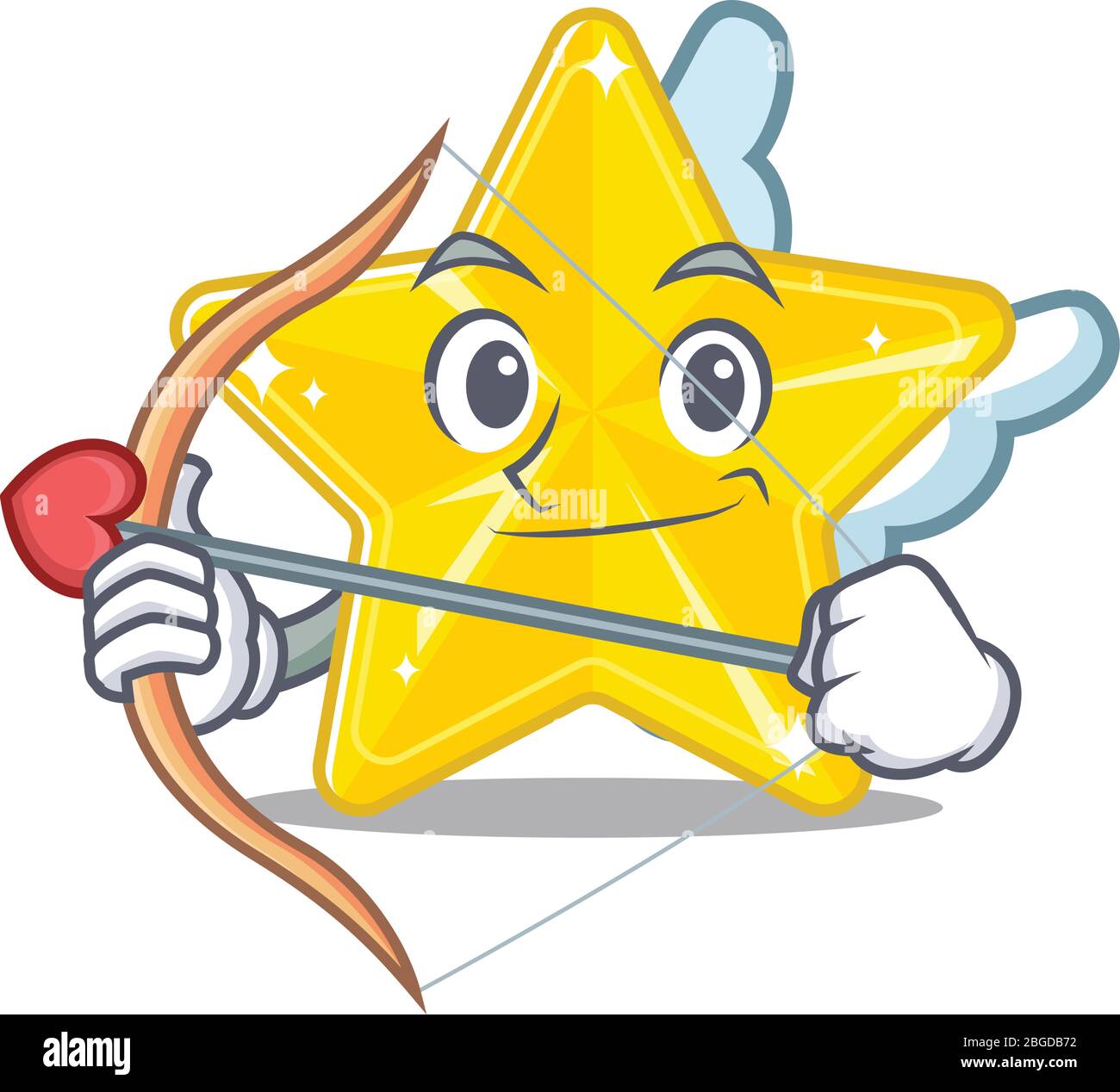Shiny star in cupid cartoon character with arrow and wings Stock Vector ...