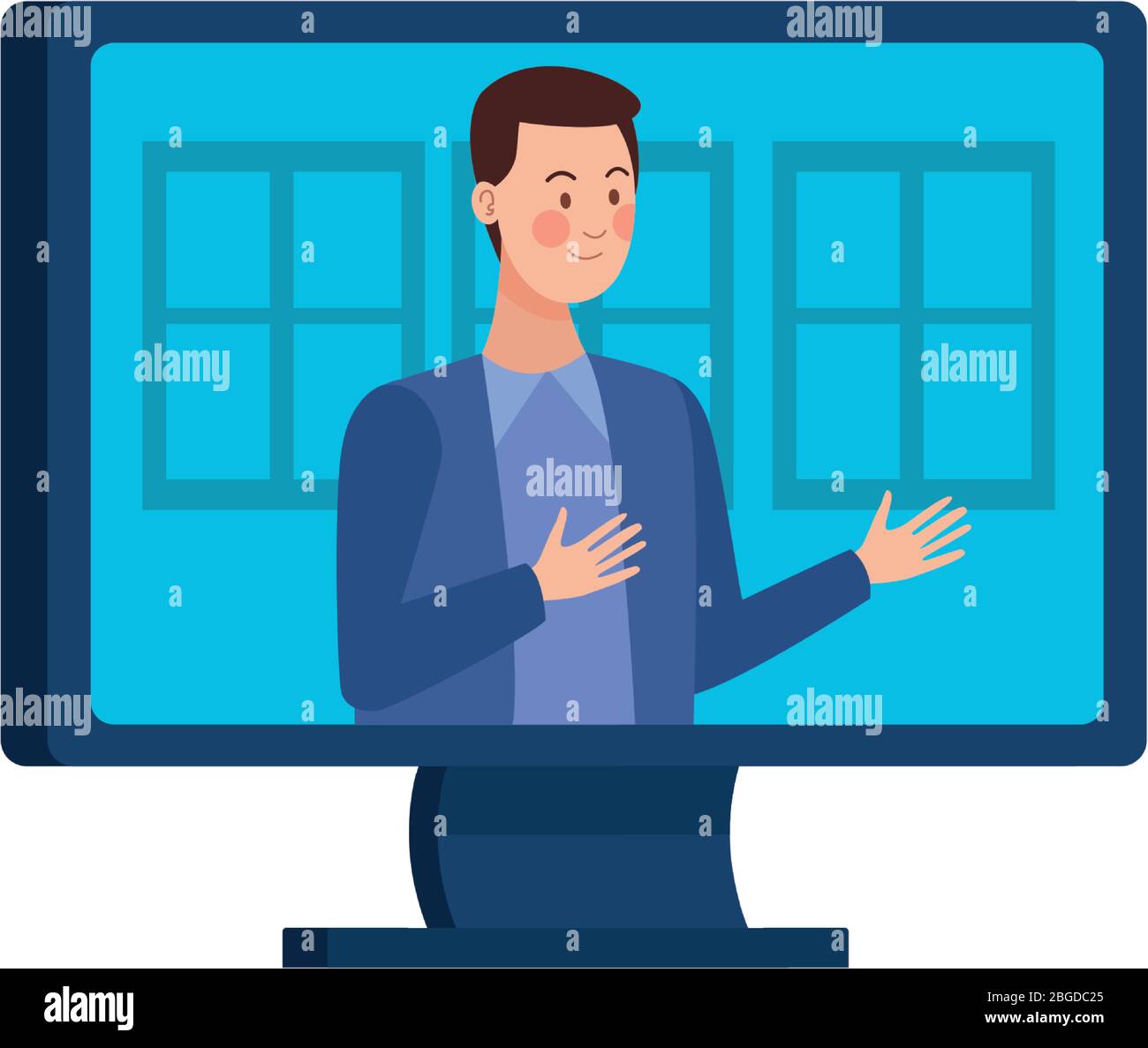 man in desktop worker character Stock Vector Image & Art - Alamy
