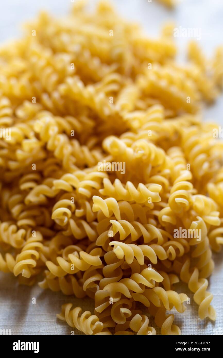 Italian uncooked dry pasta fusilli Stock Photo - Alamy