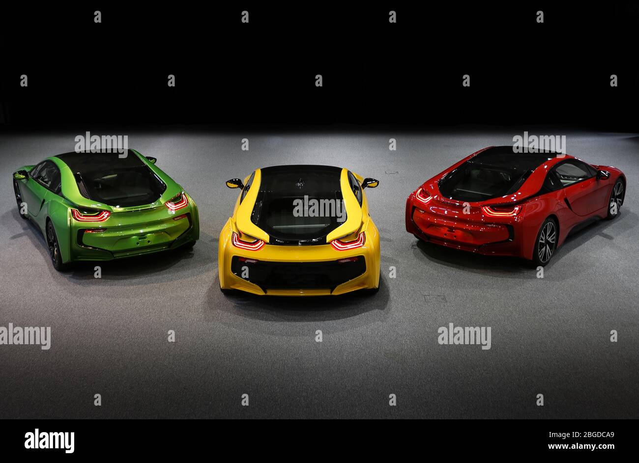 Prototypes of tricolor sport racing cars Stock Photo - Alamy