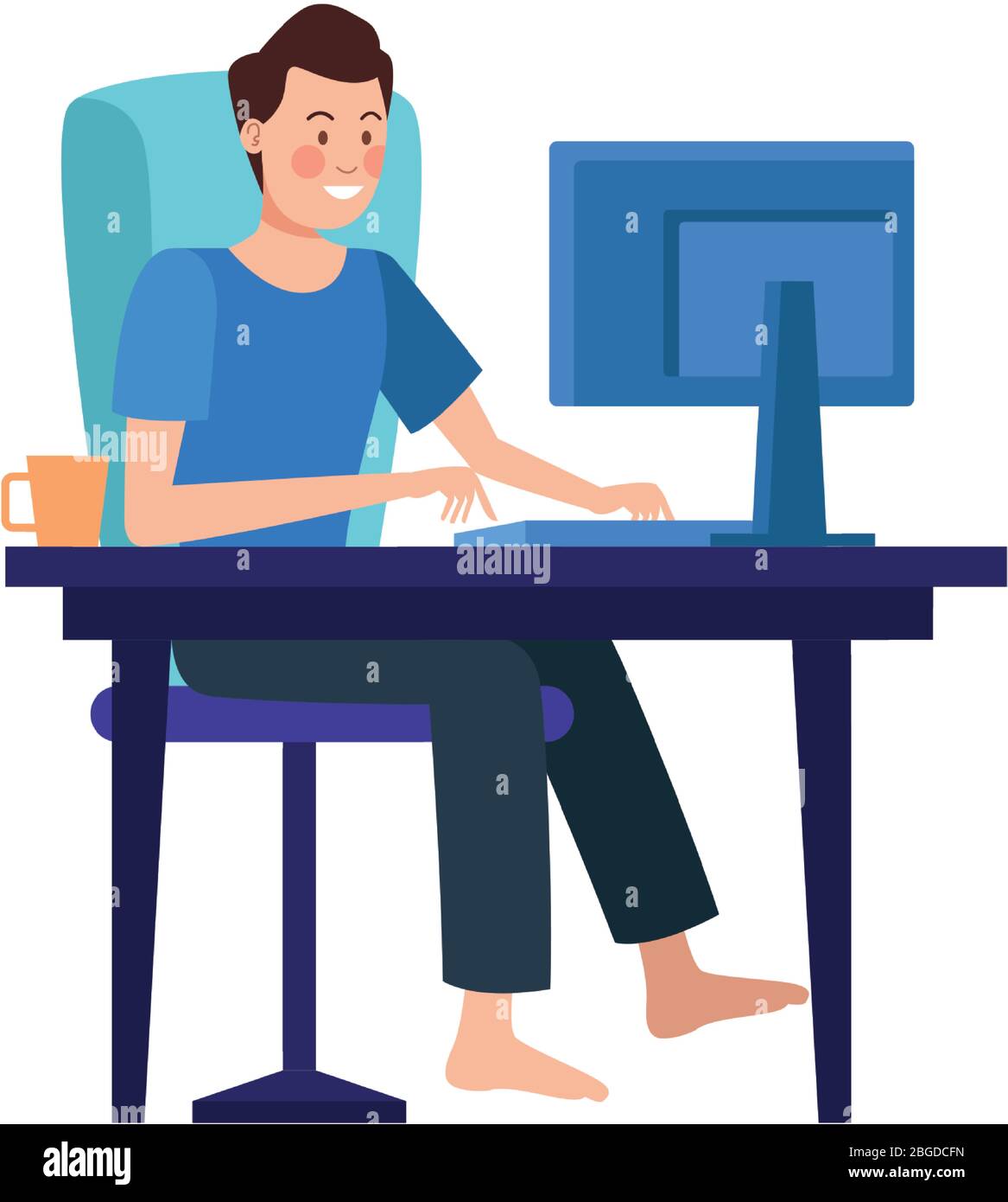 man using desktop worker character Stock Vector Image & Art - Alamy