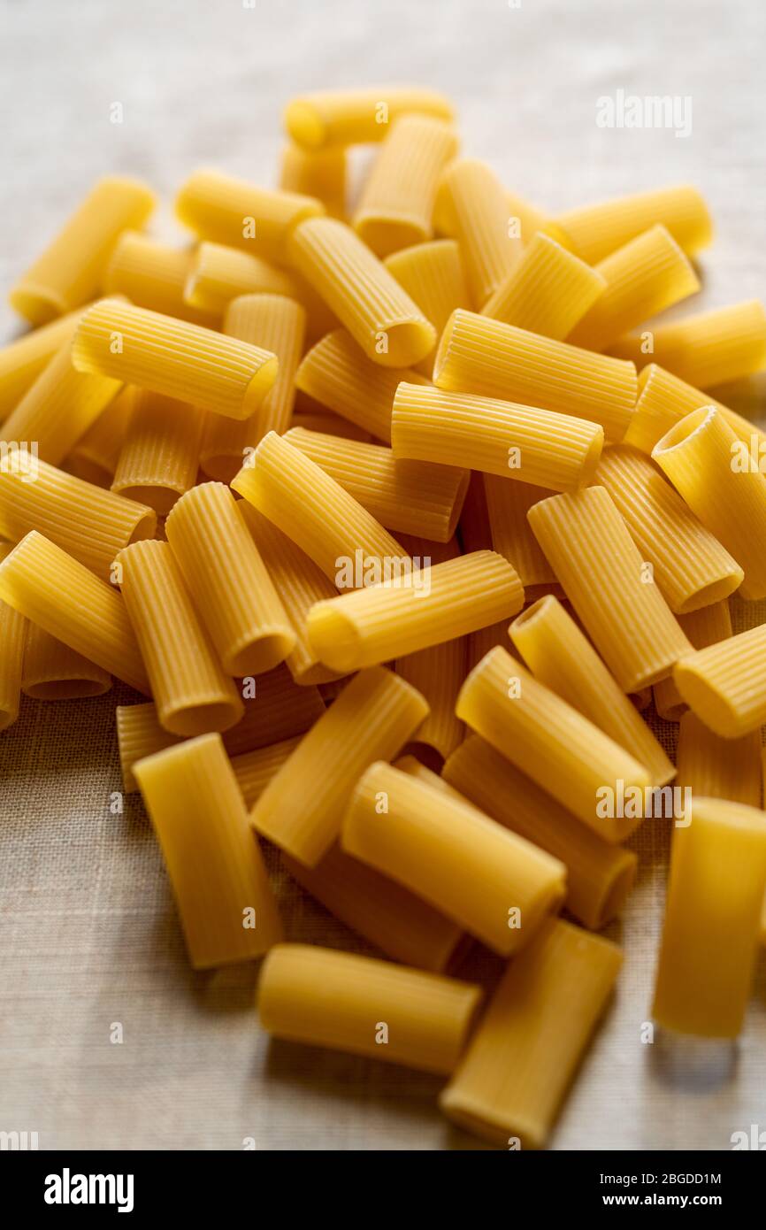 Italian uncooked dry pasta Rigatoni Stock Photo - Alamy
