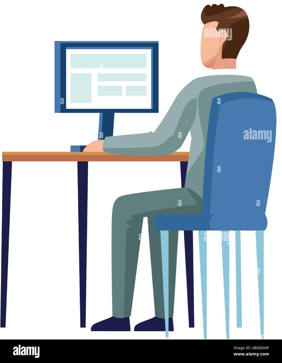 Man desk office profile sitting Stock Vector Images - Alamy