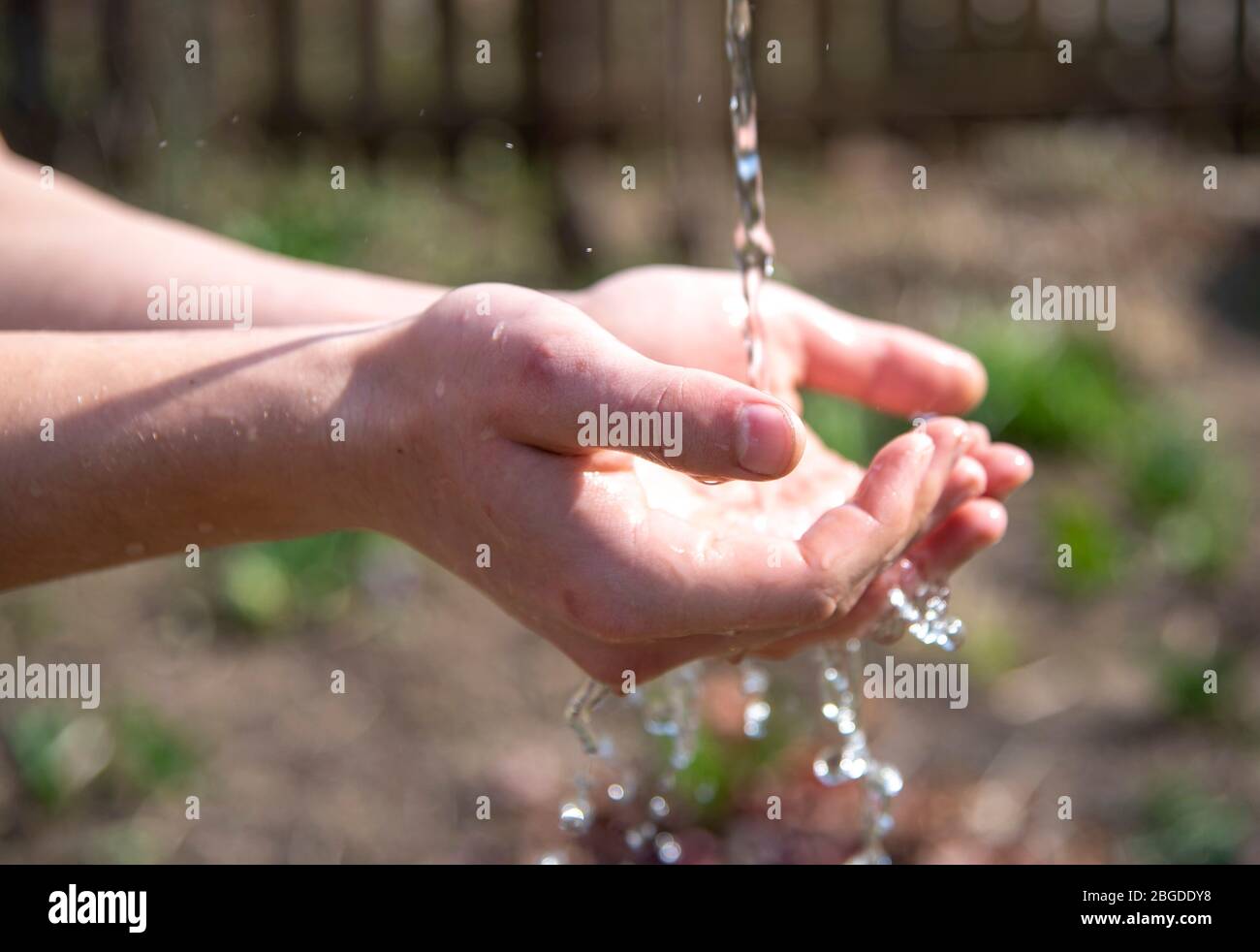 male hands under a stream of water Stock Photo - Alamy