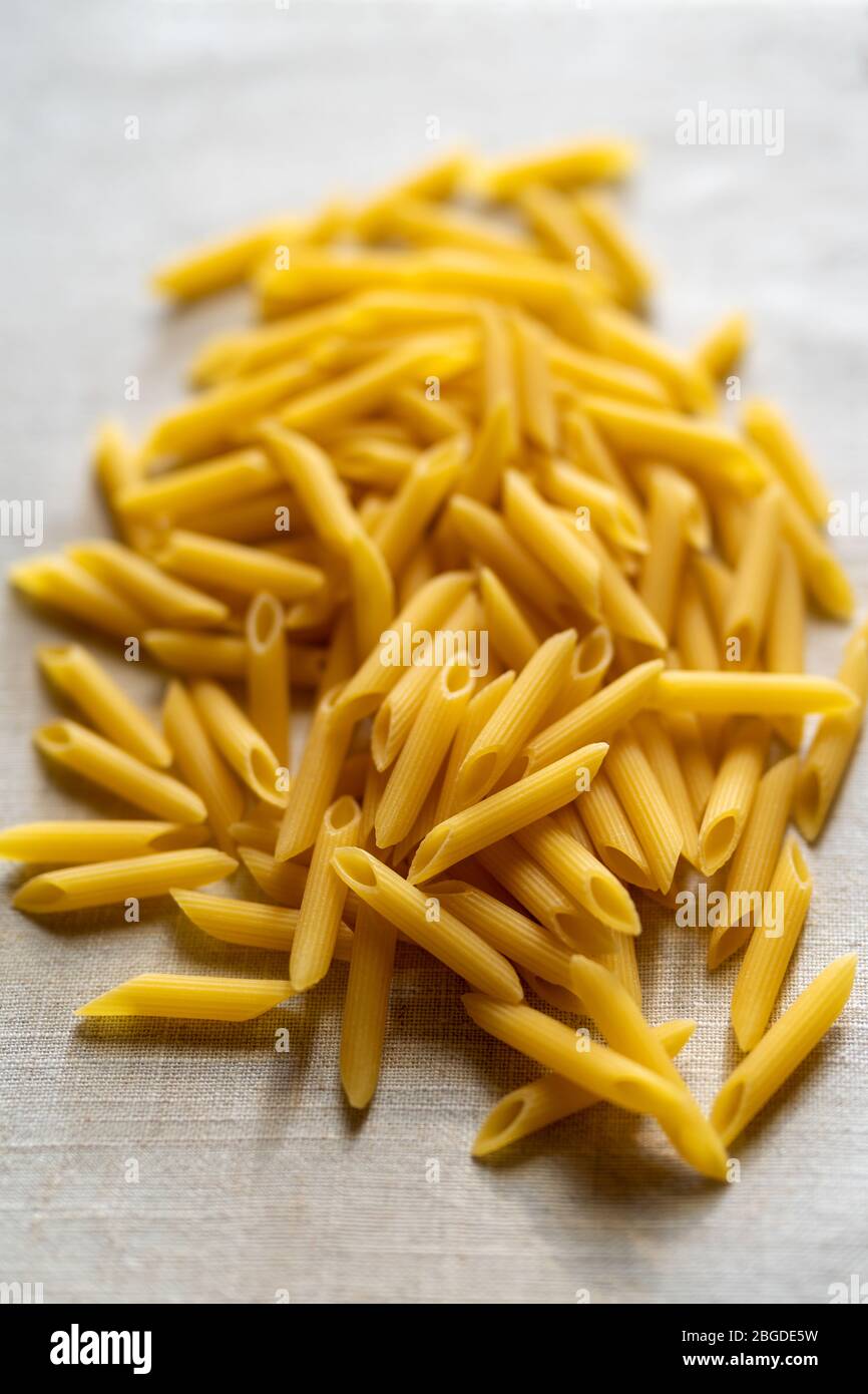 Italian uncooked dry pasta Penne rigate Stock Photo - Alamy