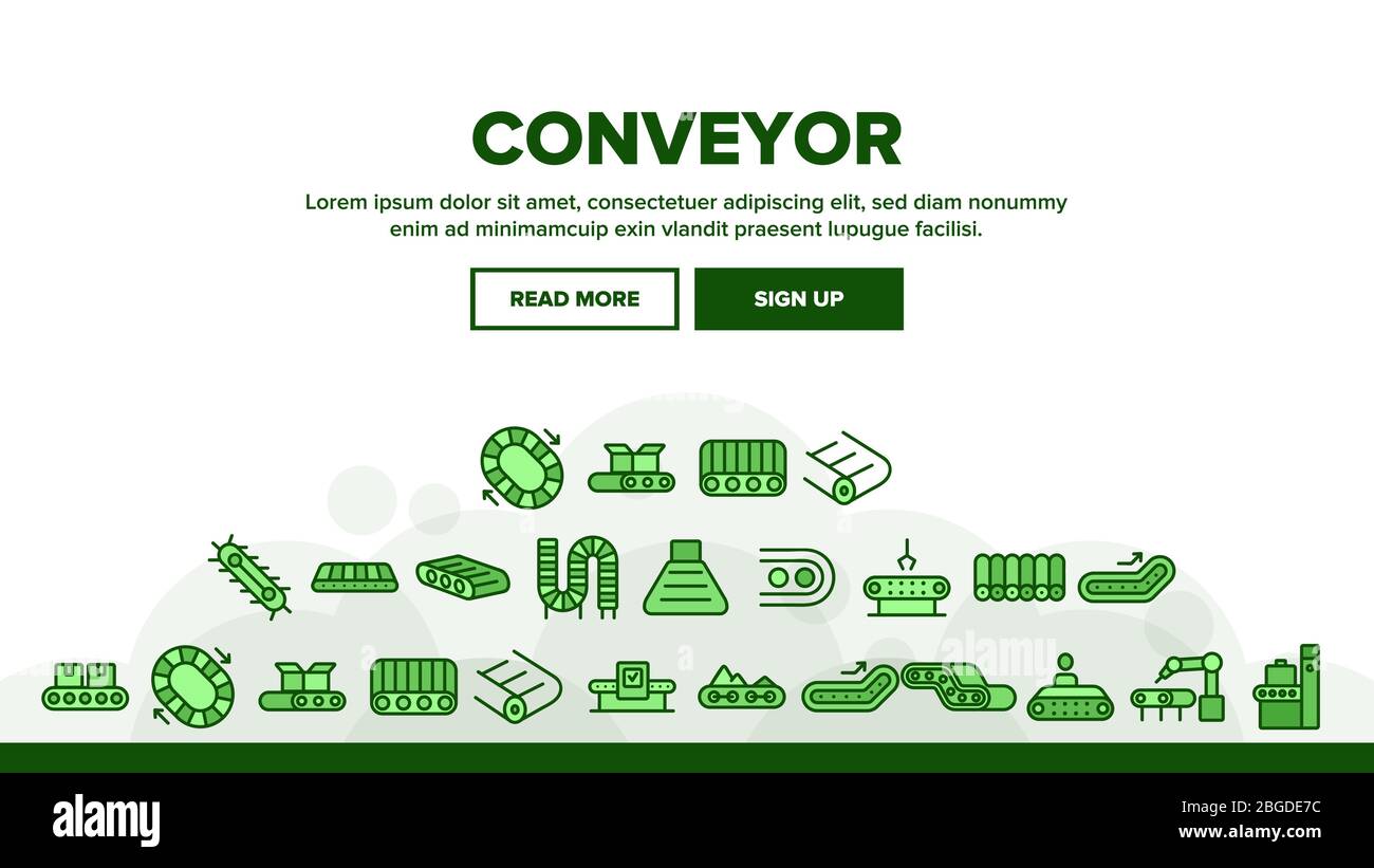 Conveyor Factory Tool Landing Header Vector Stock Vector Image & Art ...