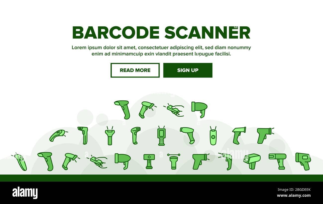 Barcode Scanner Device Landing Header Vector Stock Vector Image & Art ...