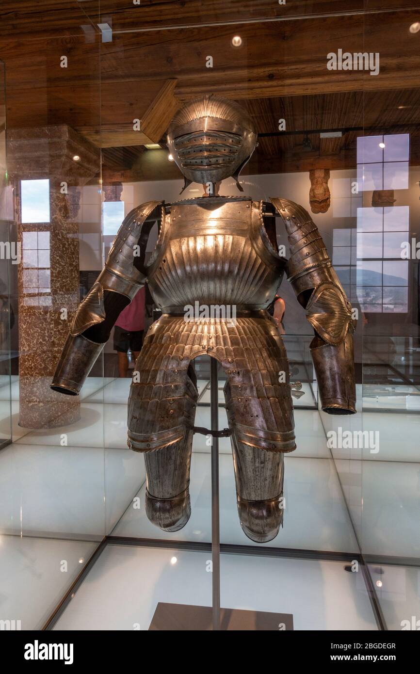 Suit of armor on display in the Fortress Museum, Hohensalzburg Fortress ...