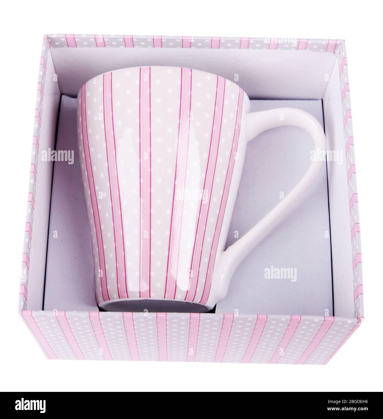 Cup in box close-up isolated on white Stock Photo - Alamy