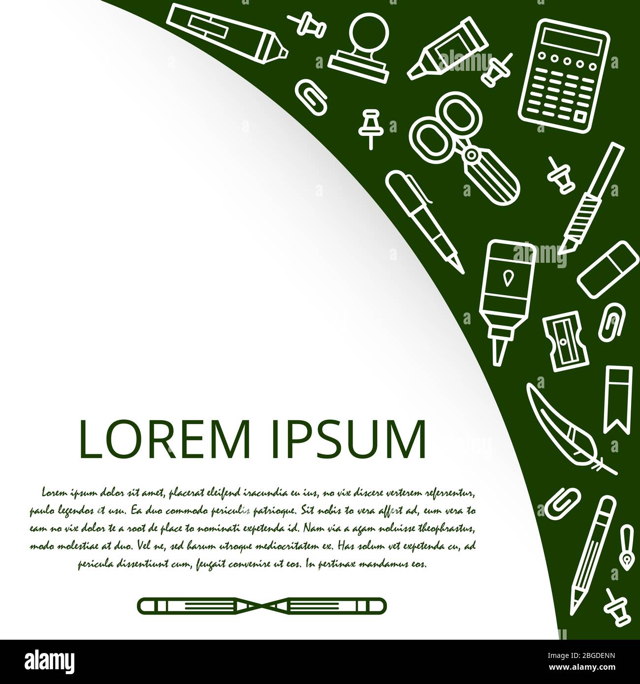 Office poster banner design with line stationey icons. Vector ...