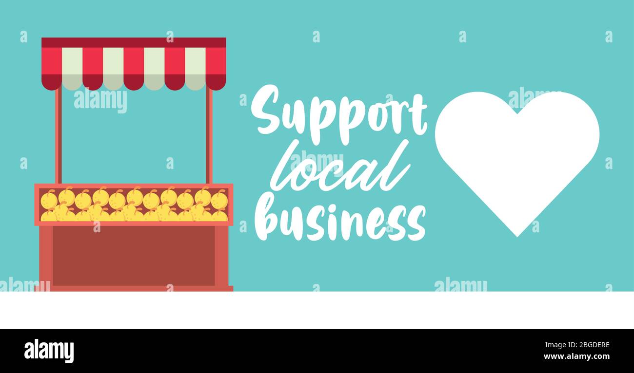 support local business poster with oranges kiosk Stock Vector Image ...