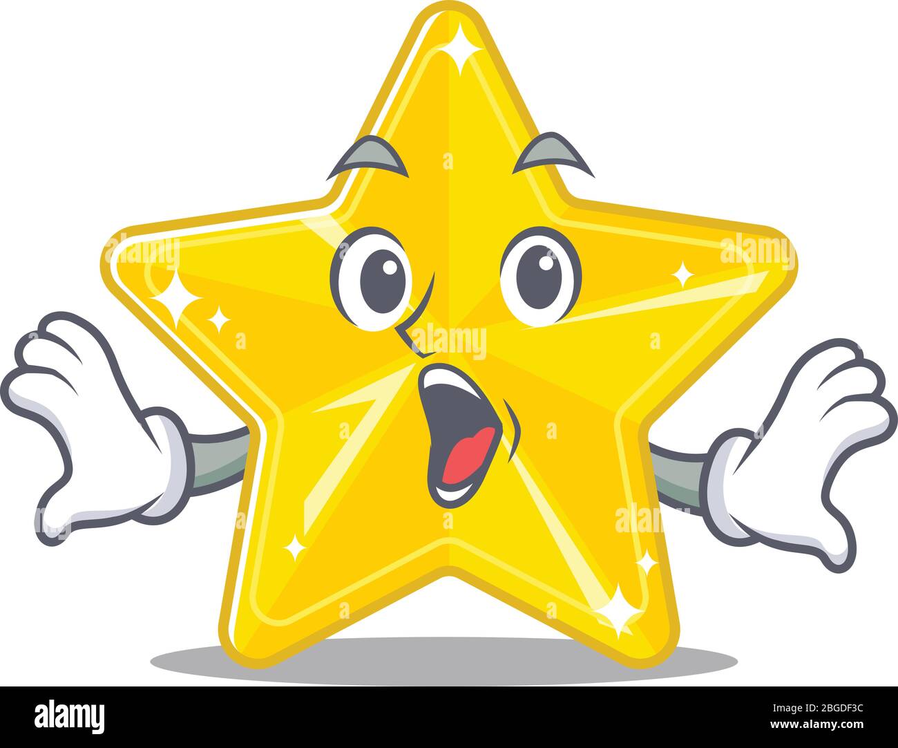 Cartoon design style of shiny star has a surprised gesture Stock Vector ...