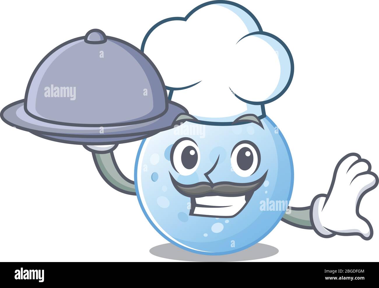 Blue moon chef cartoon character serving food on tray Stock Vector ...
