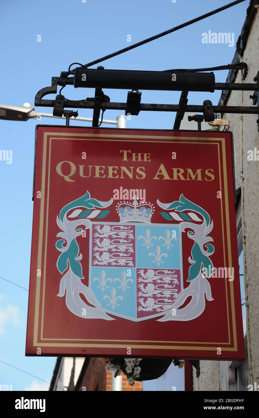 The Queens Arms Inn sign, Waltham Abbey, Essex Stock Photo - Alamy