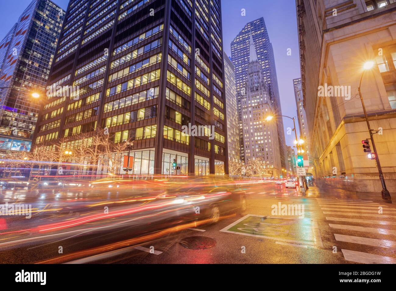 Rainy evening in Chicago. Chicago, Illinois, USA Stock Photo - Alamy