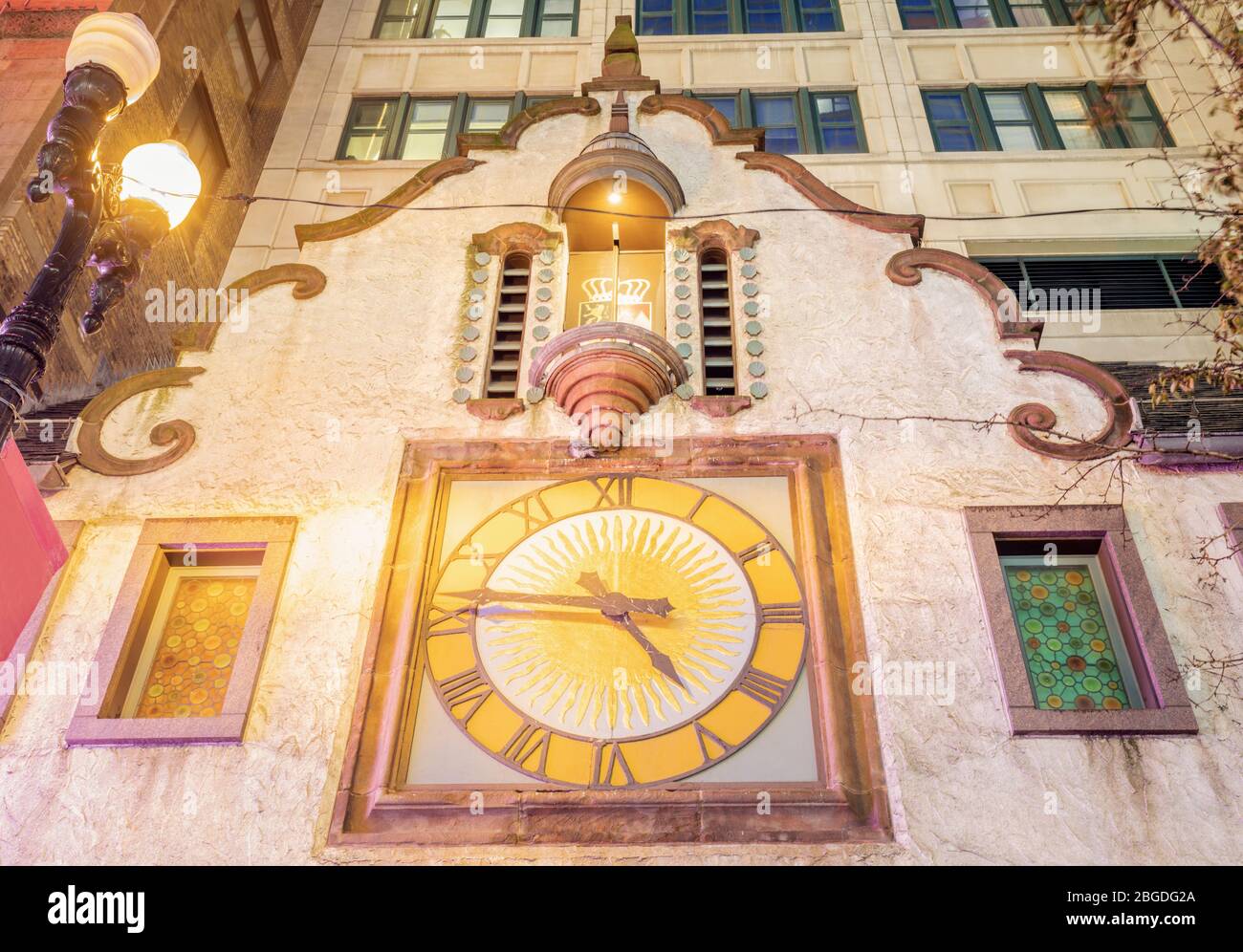 Old clock on Randolph street in Chicago. Chicago, Illinois, USA Stock ...
