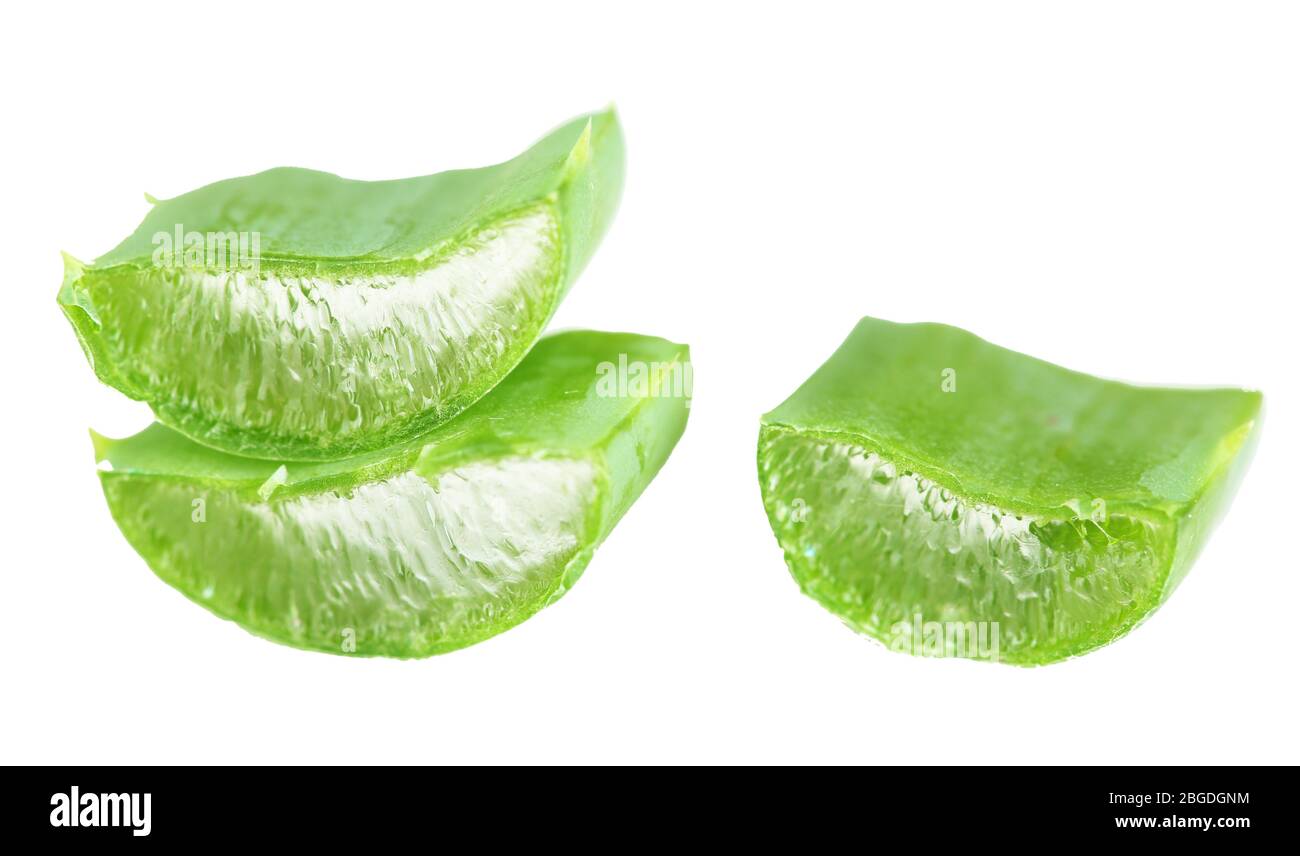Fresh green aloe leaves, isolated on white Stock Photo - Alamy