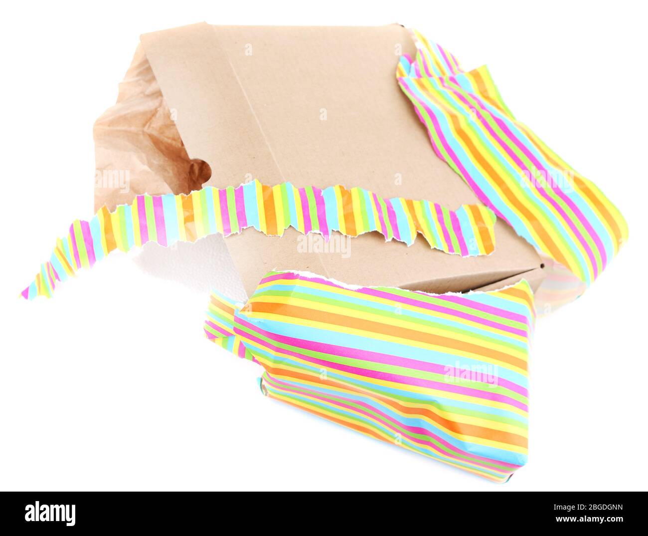 Unwrapped gift box isolated on white Stock Photo - Alamy