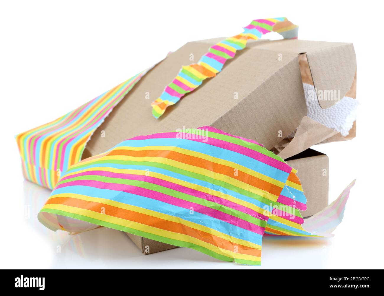 Unwrapped gift box isolated on white Stock Photo - Alamy