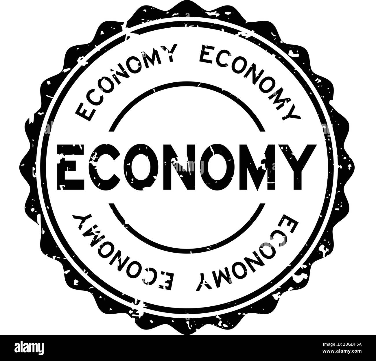Grunge black economy word round rubber seal stamp on white background ...