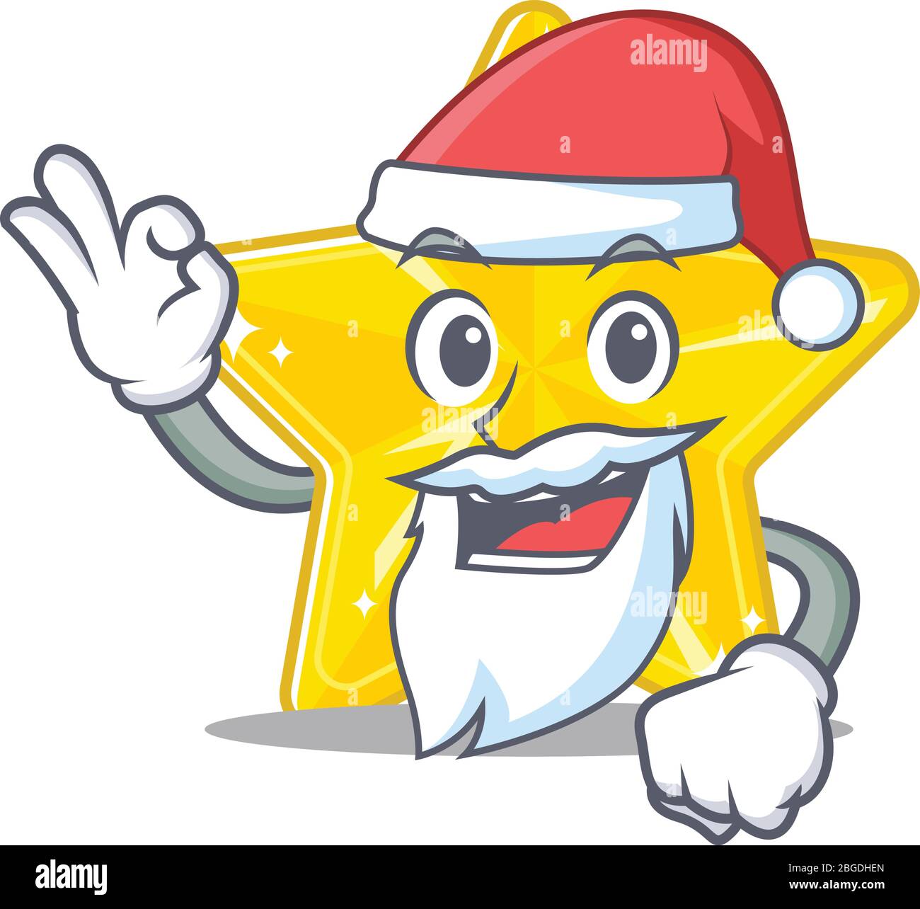 Shiny star Santa cartoon character with cute ok finger Stock Vector ...