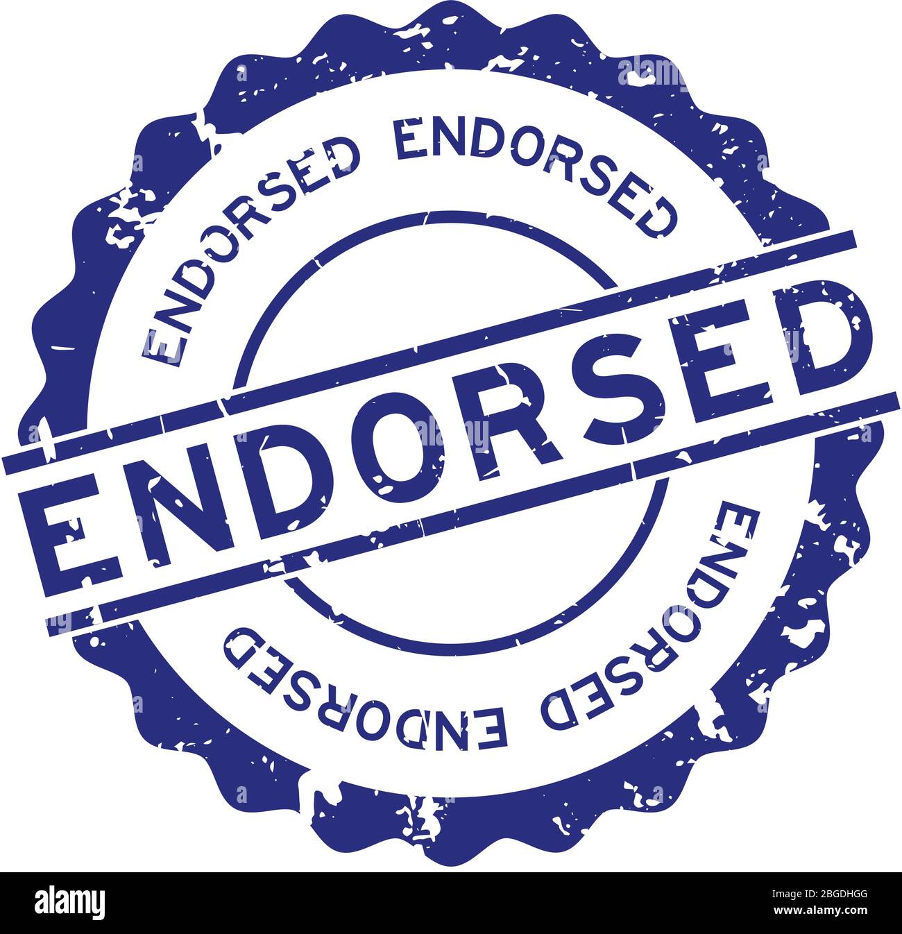 Grunge blue endorsed round rubber seal stamp on white background Stock ...
